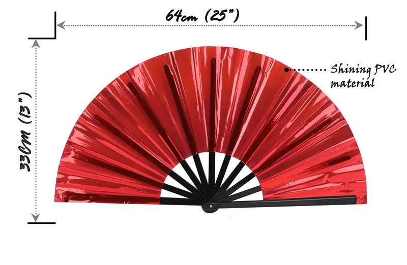 Transparent Fans Large Shining Rave Folding Hand Fan Clack Handheld Fan ...