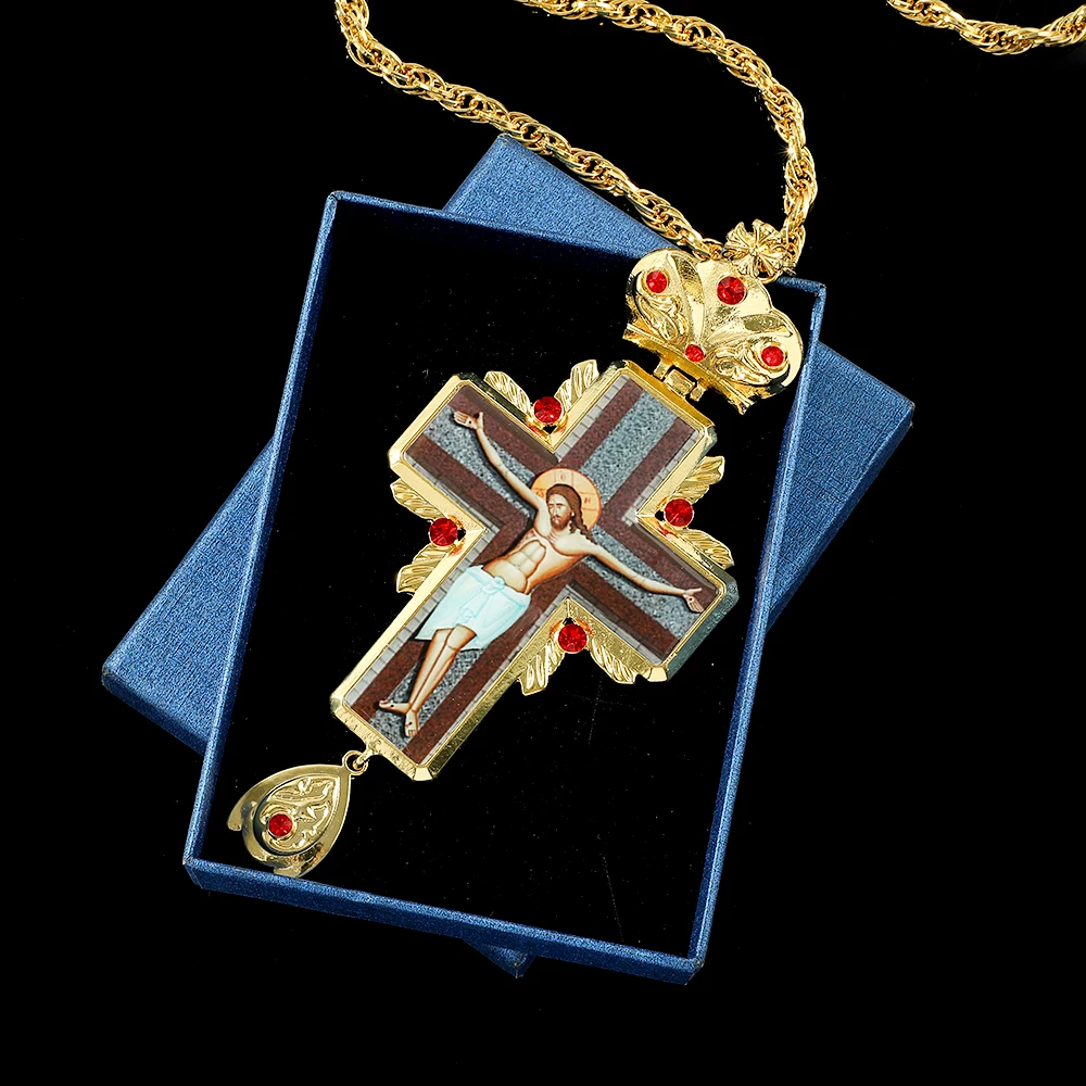 Orthodox Cross Necklace - Heavy Gold Plated Chain Gift