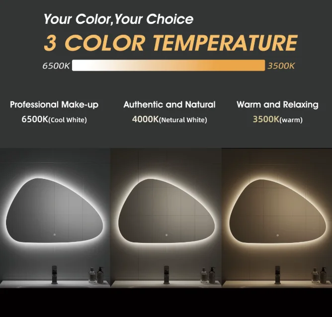Modern Illuminated Water Drop Shaped LED Mirror Anti-Fog Dimmable ...