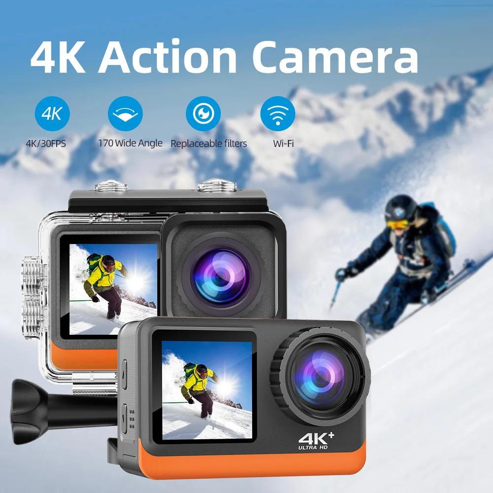 4k 30fps 16mp Dual Screen Ultra Hd Underwater Camera 170 Degree Wide ...