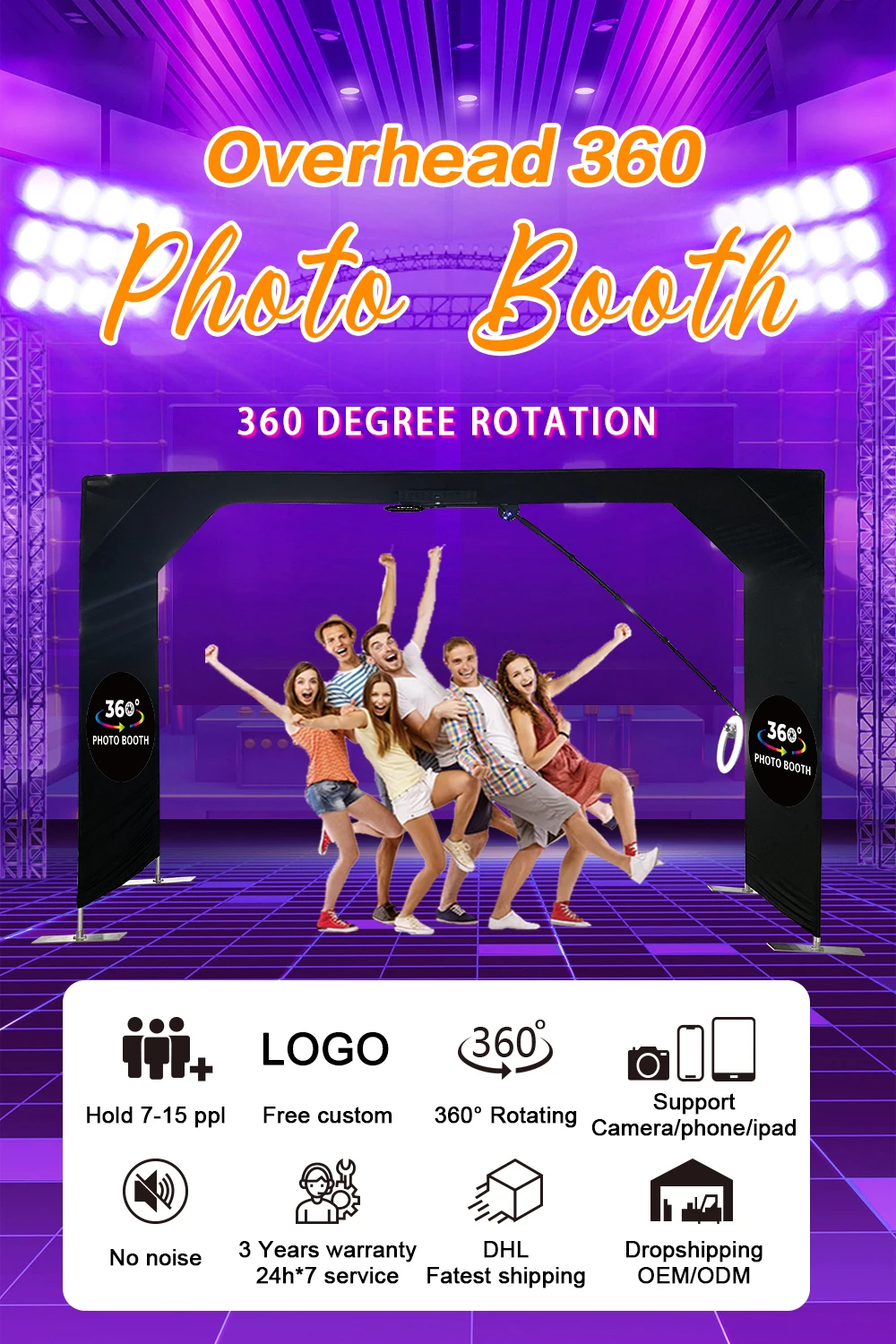 Automatic Spinner Sky 360 Photo Booth Selfie Video Overhead 360 Photo ...