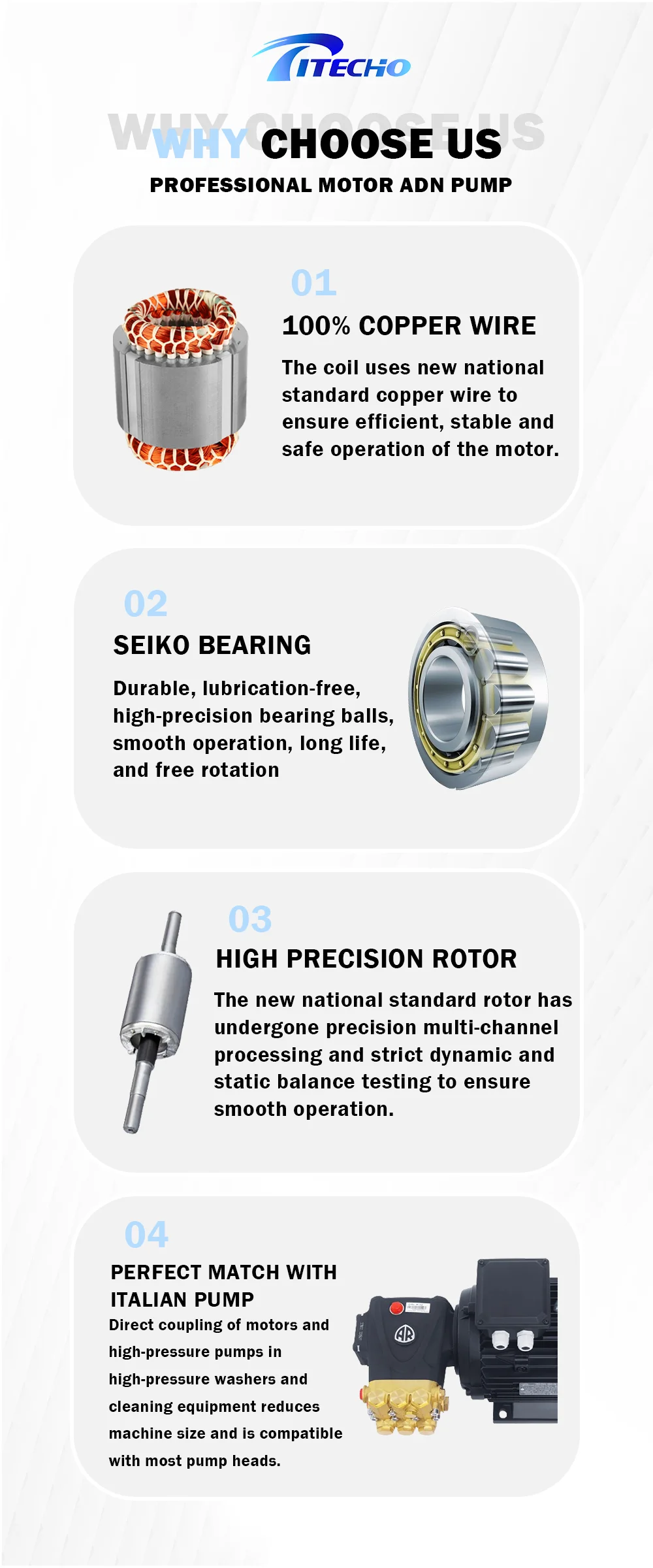 Titecho Female Shaft Ac Electric Asynchronous Motor For Italian Pump ...