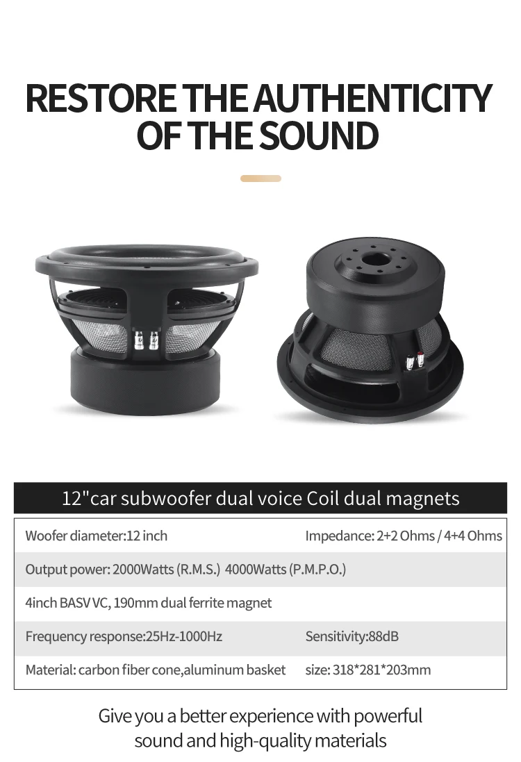 12" 4000w Bass Speakers In The Box For Cars 12 Inch 15" Powered Subwoofer Car Audio Speaker ...