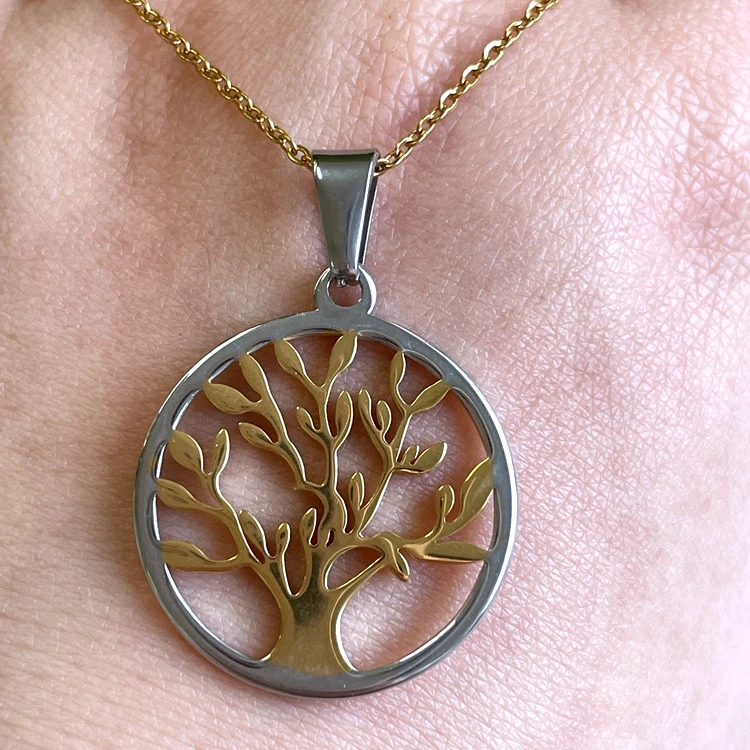 Stainless Steel Tree Of Life Pendant Joyas Necklace Chakra Sacred ...