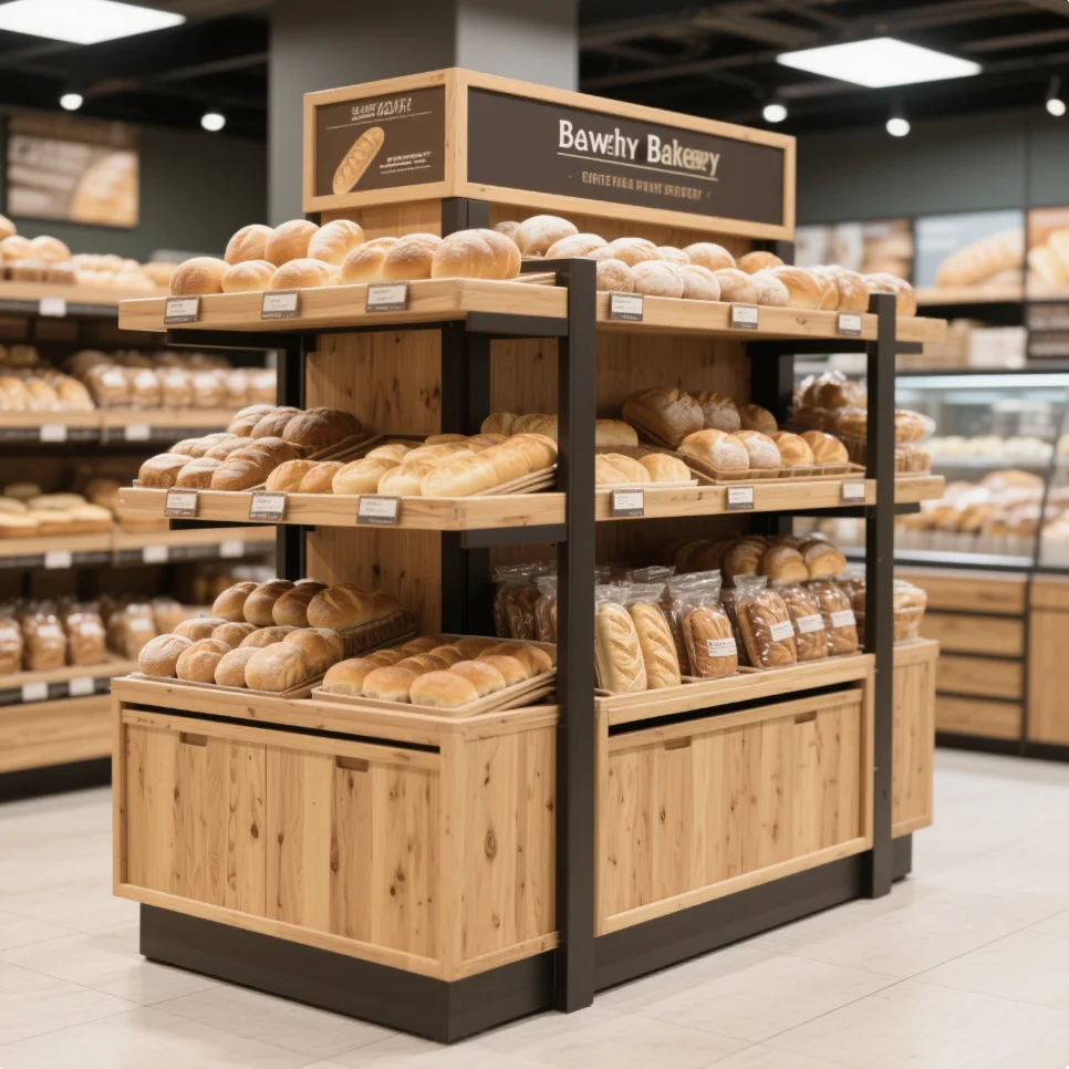 Custom Wooden Bakery Display Racks - Enhance Merchandising