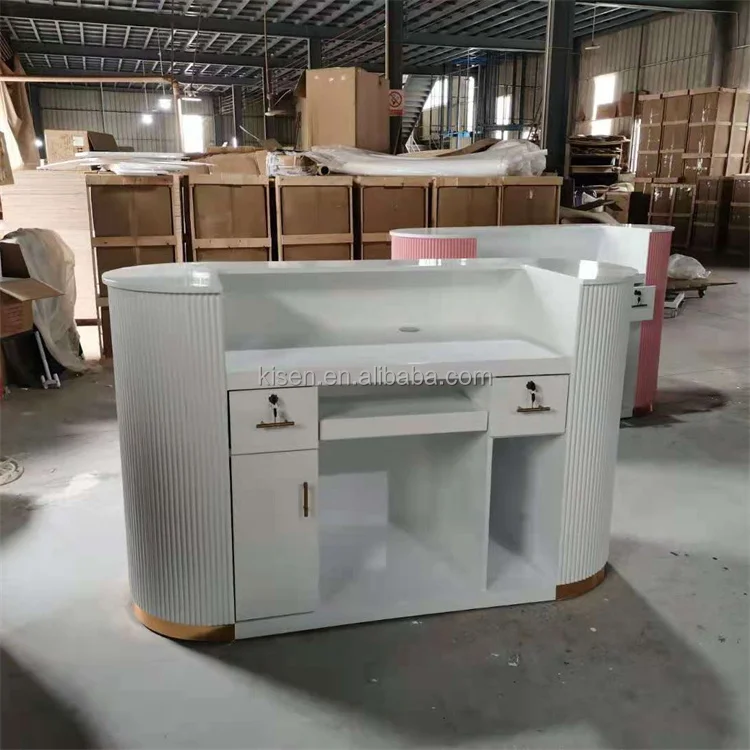 Kisen Modern Linear Reception Desk Pink Black Blue Green Counter Front ...