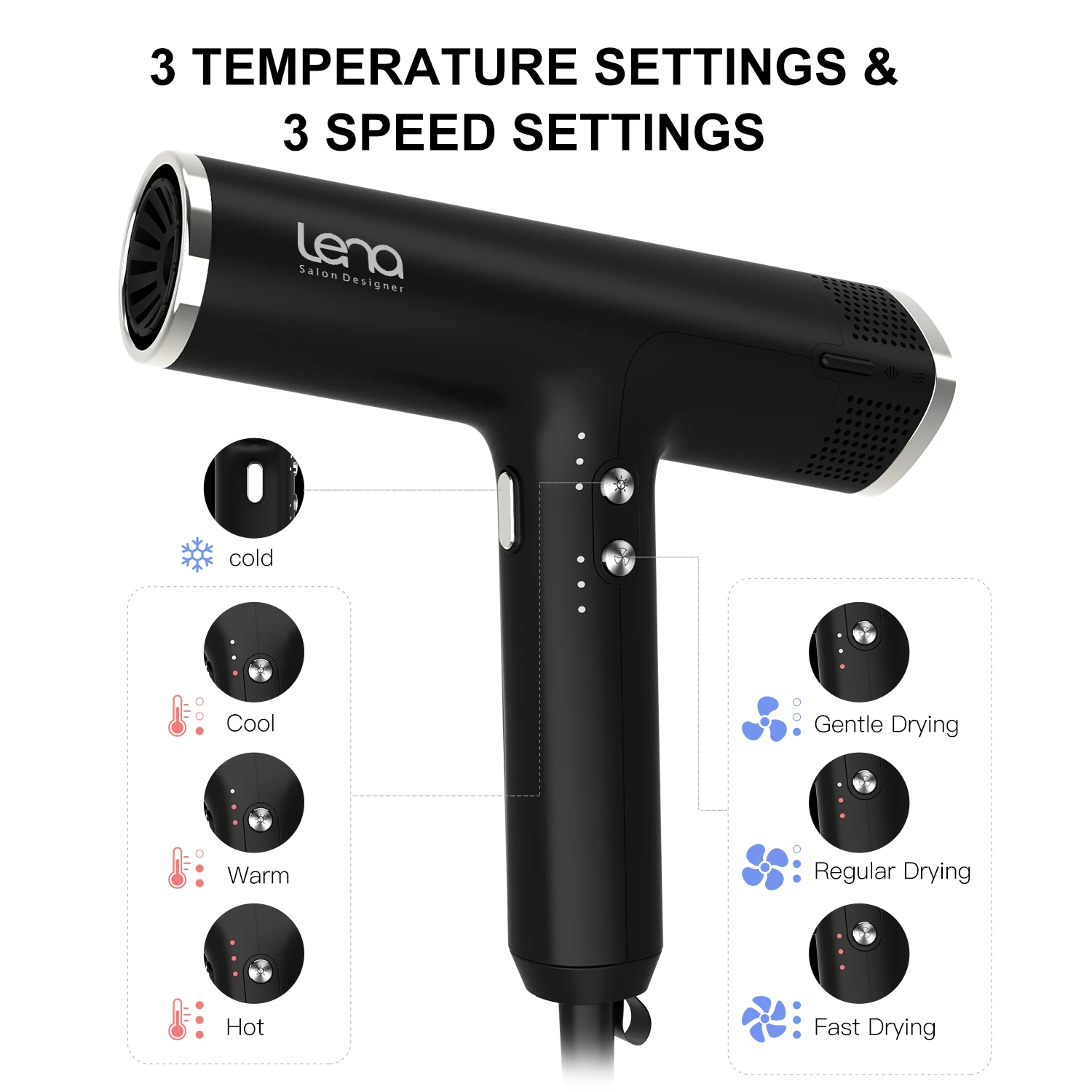 Lena Hypersonic Blow Dryer - Fast Drying & Quiet Motor