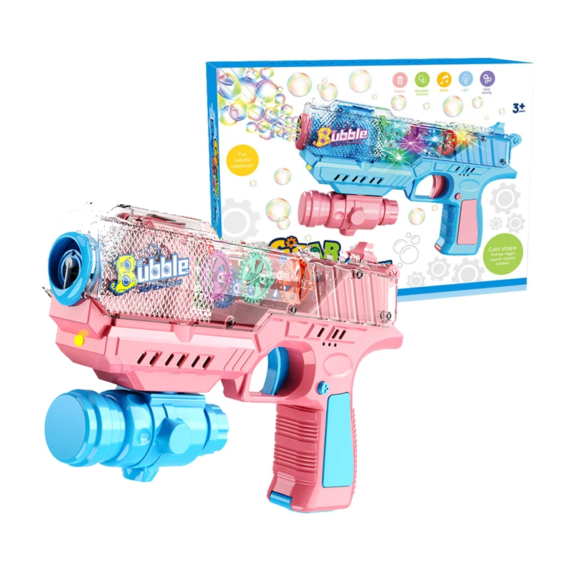 Colorful Automatic Bubble Gun Toy Transparent Gear Electric Blower ...