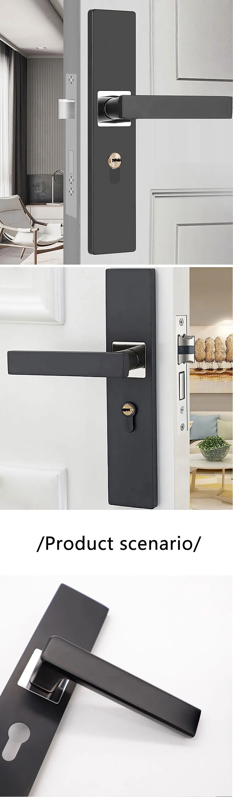 Modern Simple Design Zinc Alloy Cast,Square Lever Bedroom Door Handle ...