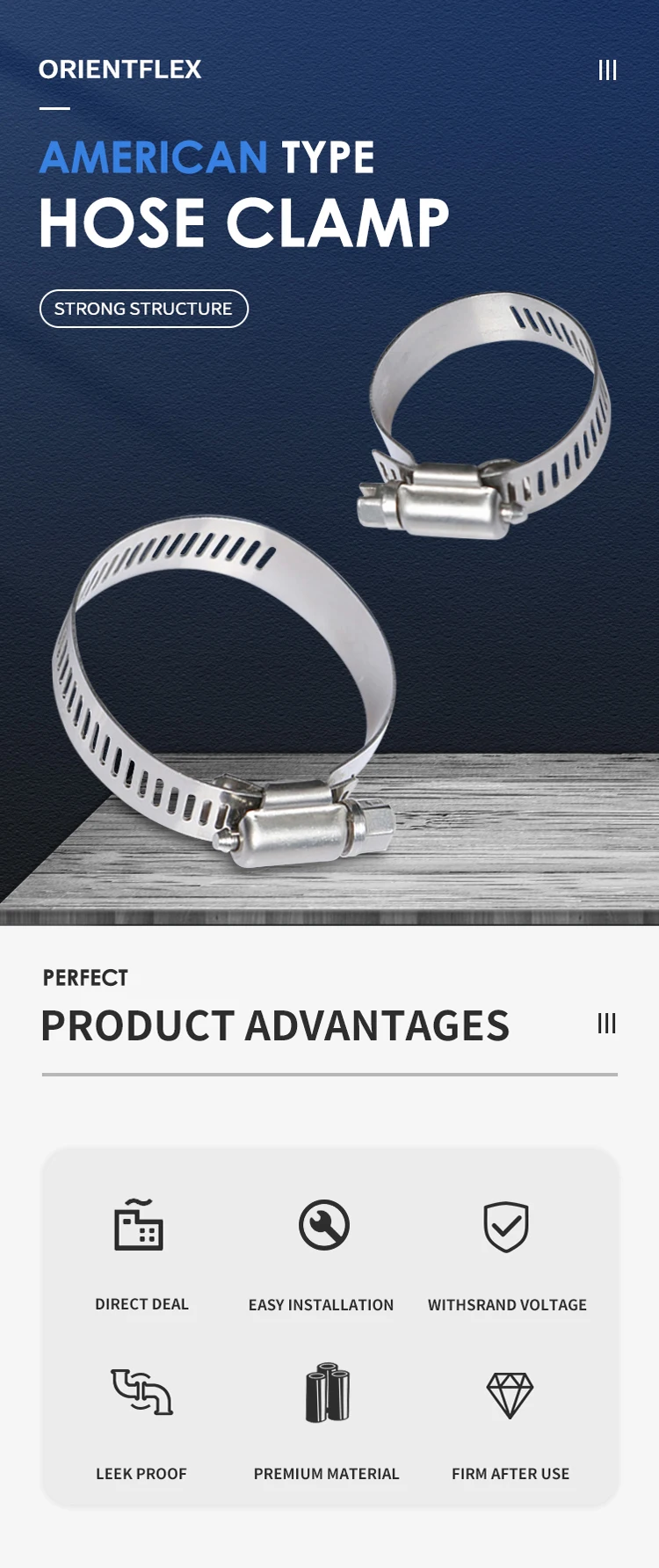 Heavy Duty Extra Large Worm Drive Gear American Type Pipe Hose Clamp ...