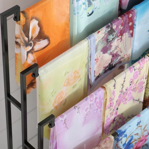 Luxury Floor Gold Metal Scarves Hanger Round Silk Scarf Holder Display ...