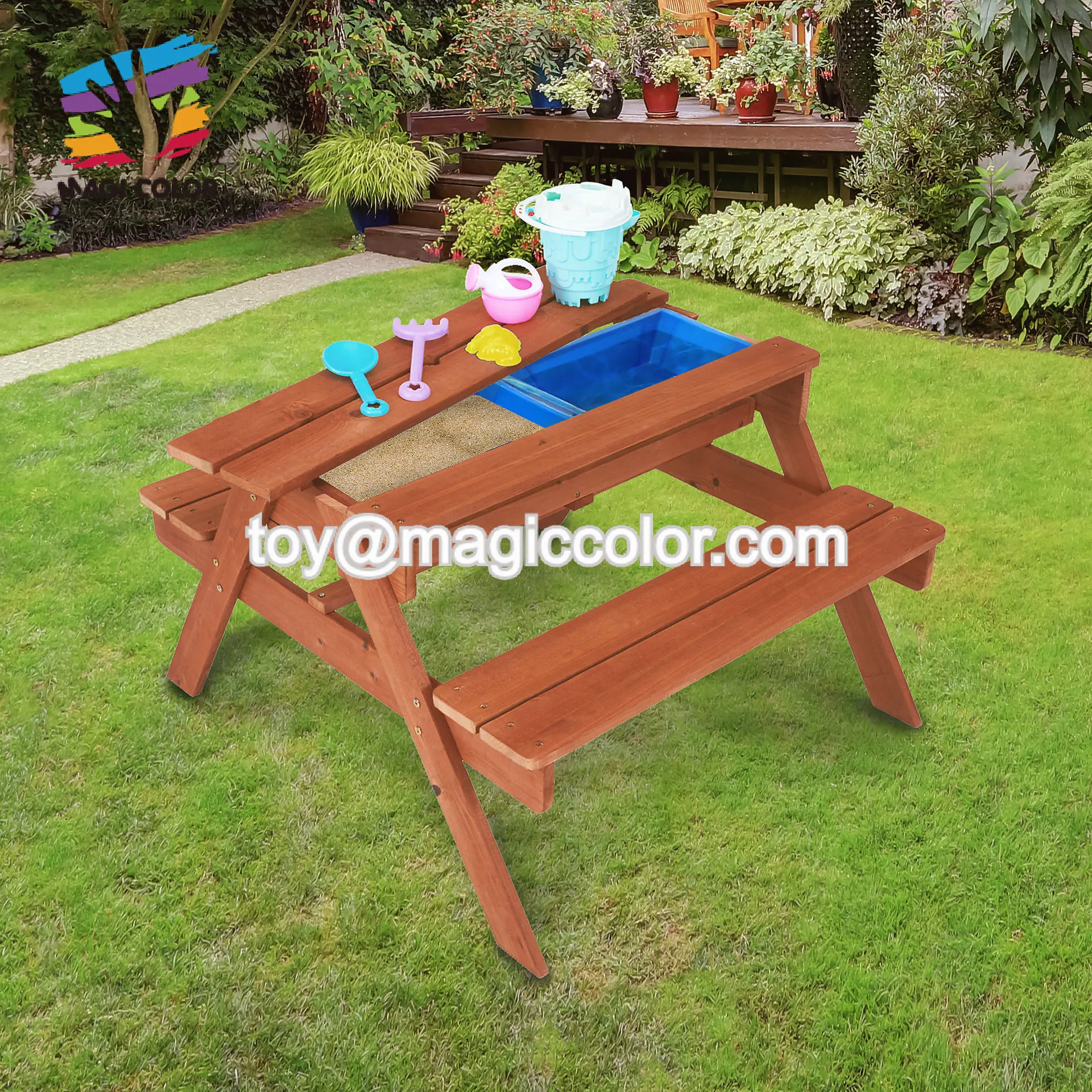 Customizable Modern Design Solid Wood Sandpit Table for Outdoor ...
