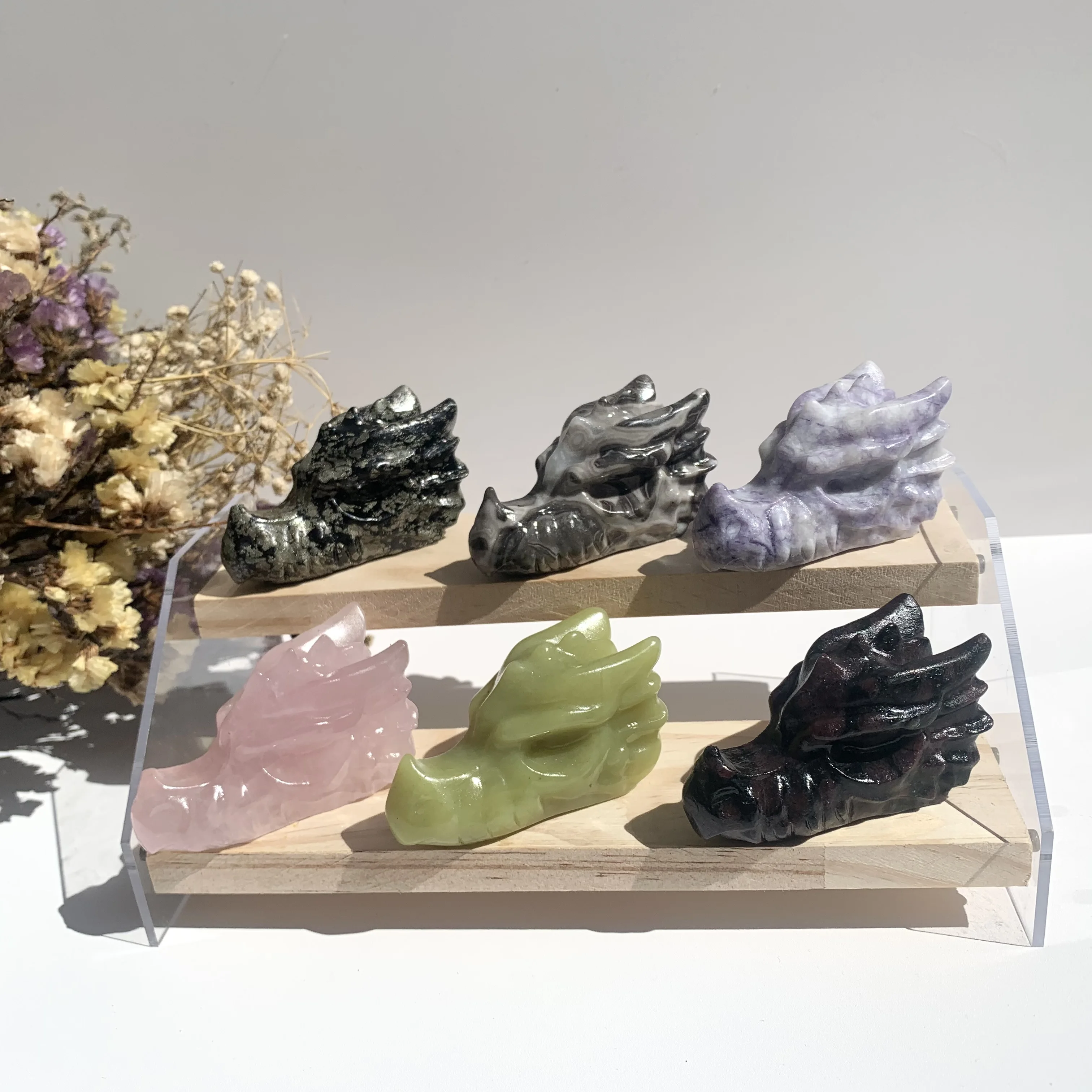 high quality crystal dragon head healing gemstone carvings polished ...