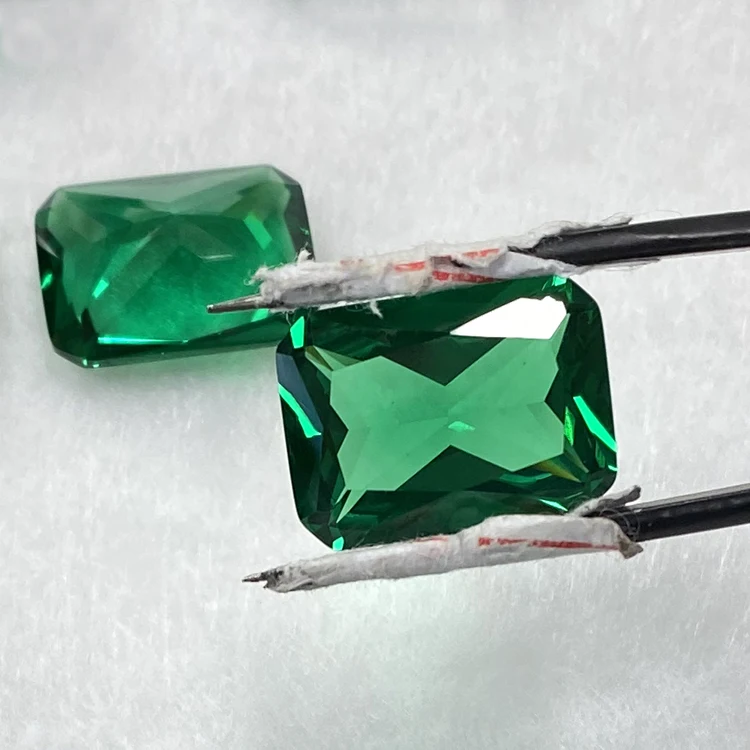 3A Quality Synthetic Emerald Green Color Octangle Shape