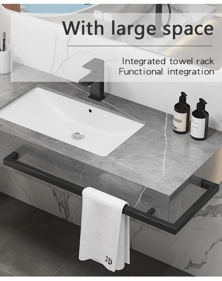 Modern Wall Hung Vanity Hand Wash Basin Black White Bathroom Marble ...