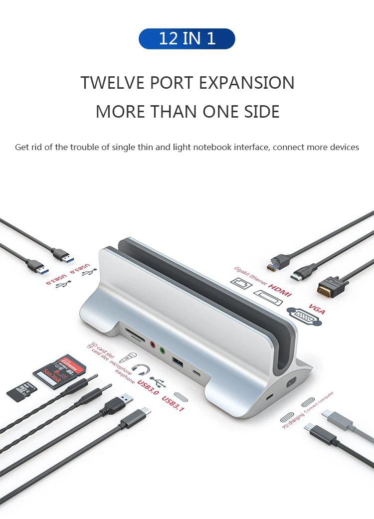 Vertical Laptop Docking Station Vga Hd.mi Usb C Dock Mst Dock Vertical ...