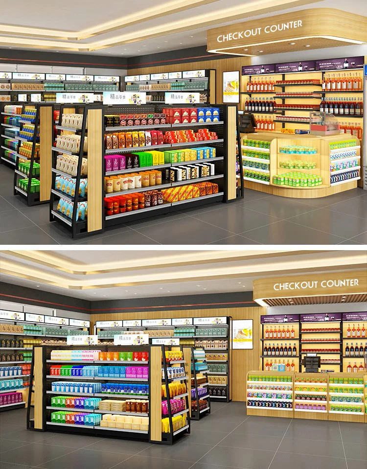 Custom Retail Store Display Stand Supermarket Gondola Shelving for ...