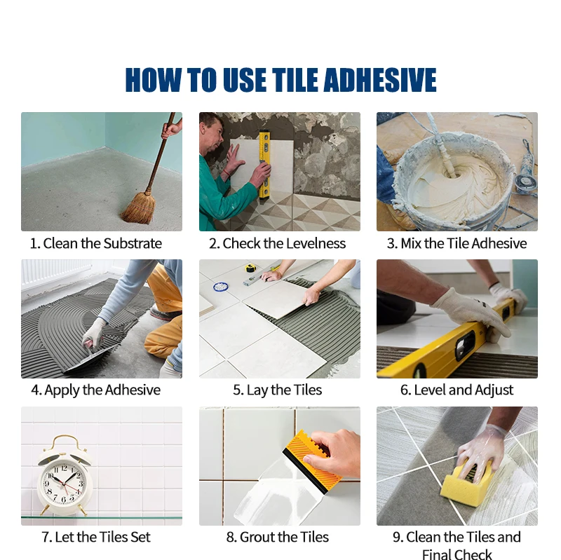 Thinset Mortar Cement Adhesive for Wall & Floor Tiles Durable Bond for ...