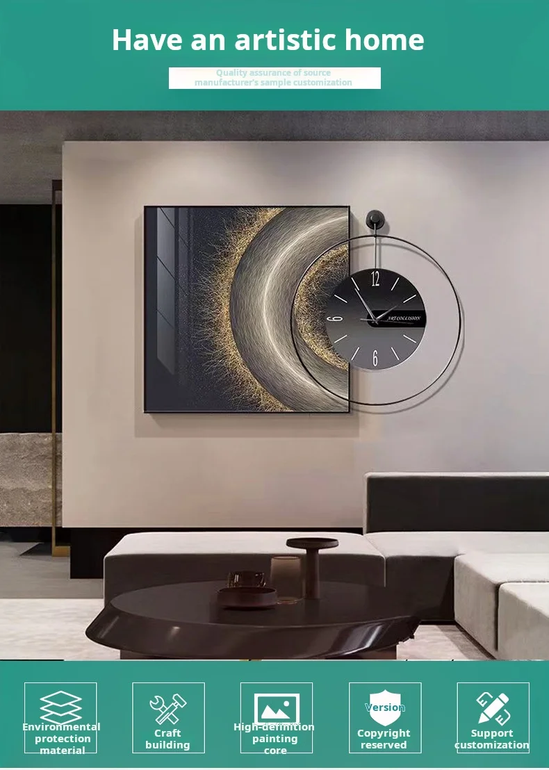 Modern Minimalist Porcelain Painting Wall Clock Living Room Home ...