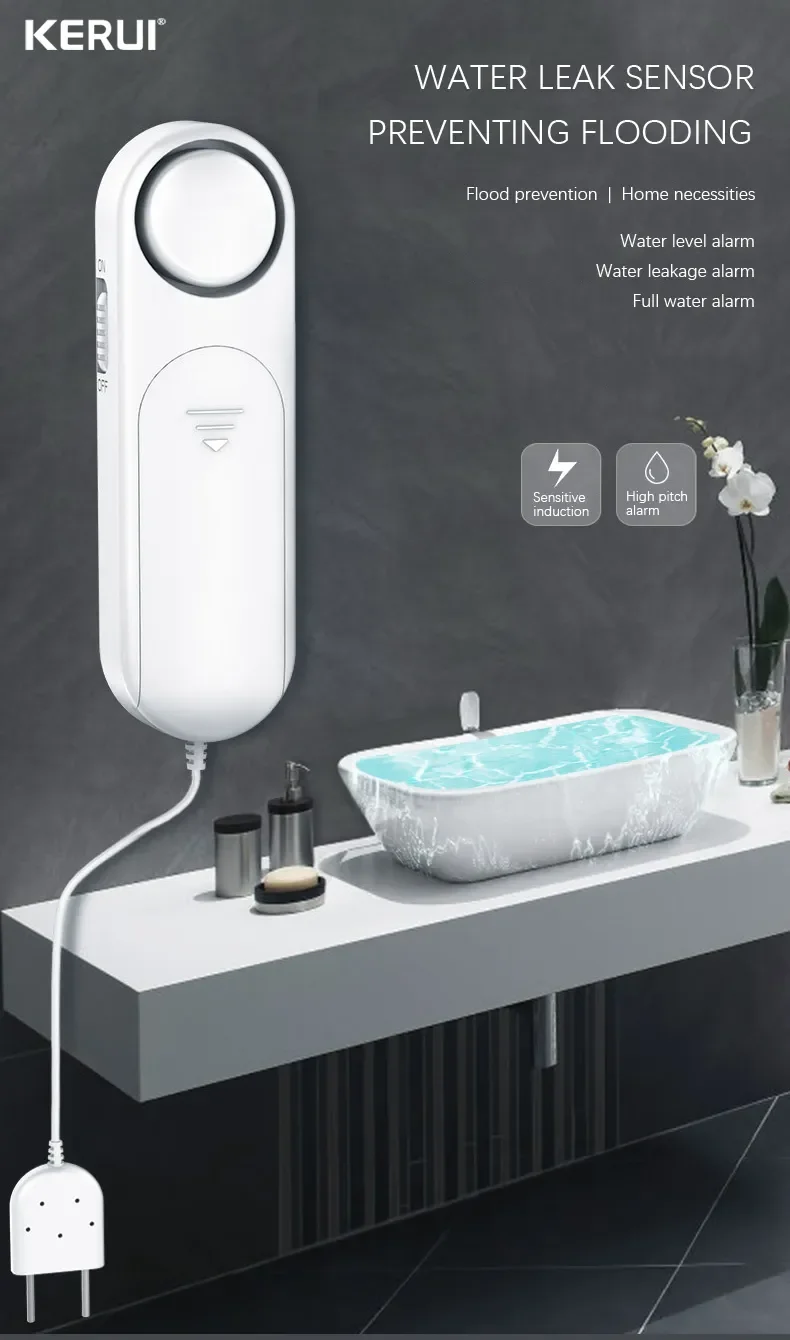Smart Home Reusable Water Leak Sensor Kerui Wireless Water Leak ...