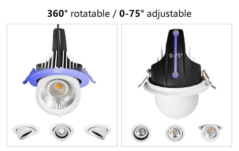 90mm Cutout Universal Ceiling LED Gimbal Downlight by GOSUN
