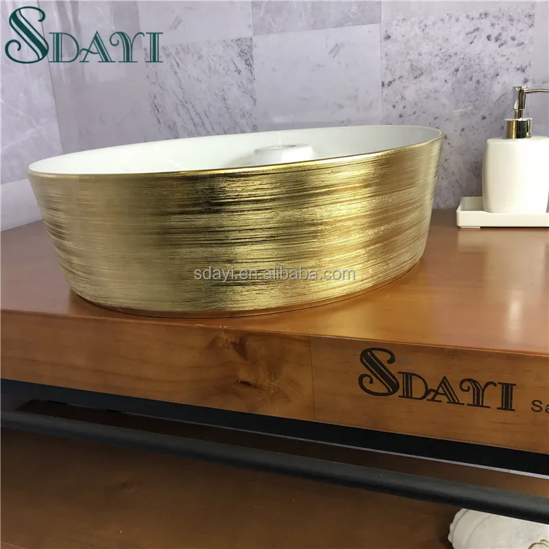 Ceramic Gold Color Wash Basin Bathroom Crocodile Design Luxury Golden ...