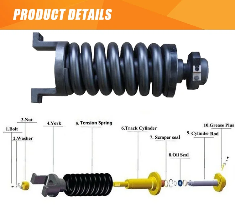 Excavator Track Adjuster Tension Cylinder Pc 100 Recoil Spring Assembly ...
