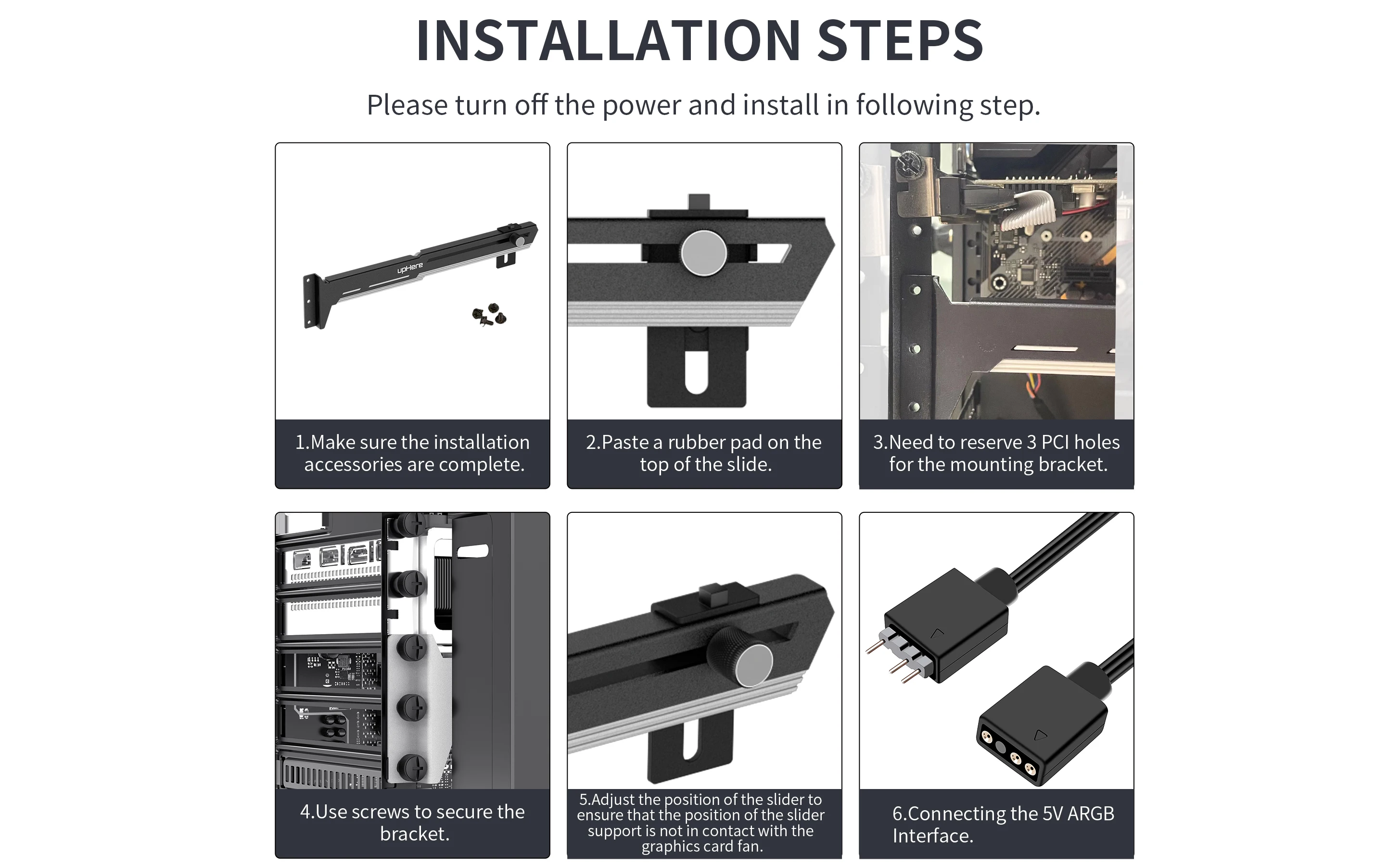 Uphere Argb Gpu Holder Bracket Support Graphics Card Sync Motherboard ...