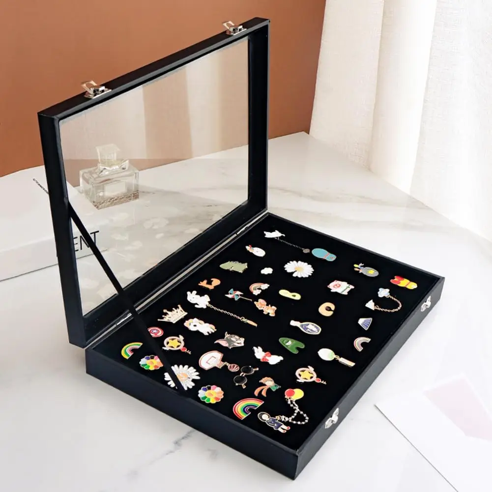 Wood Frames Display Box Shadow Box with Stand for Jewelry Pin Badge ...