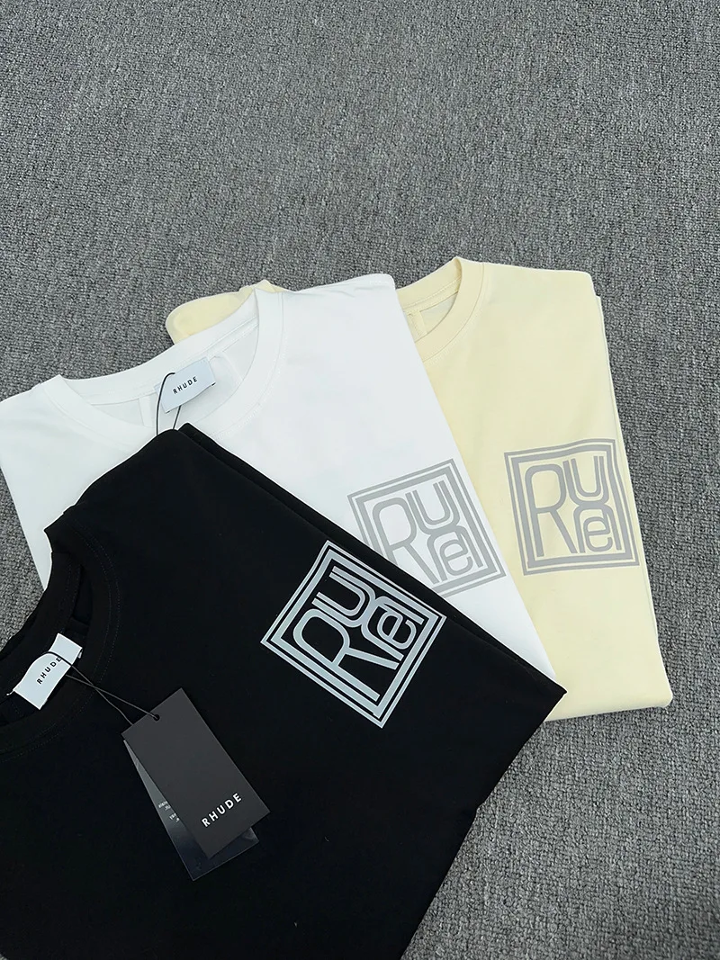 Rhude New High Street American Summer Sailing Slogan Logo Print Retro ...