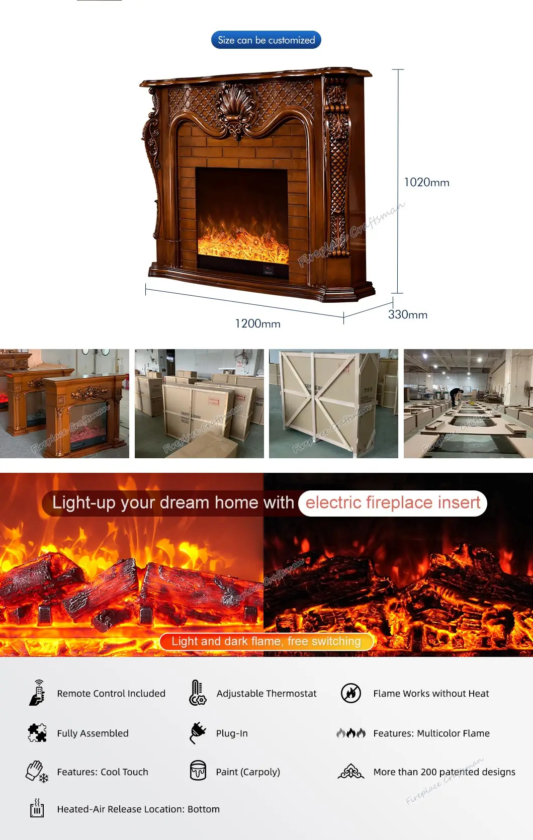 Contemporary Interior Decors Artificial Fireplace Surround Frame Wooden ...