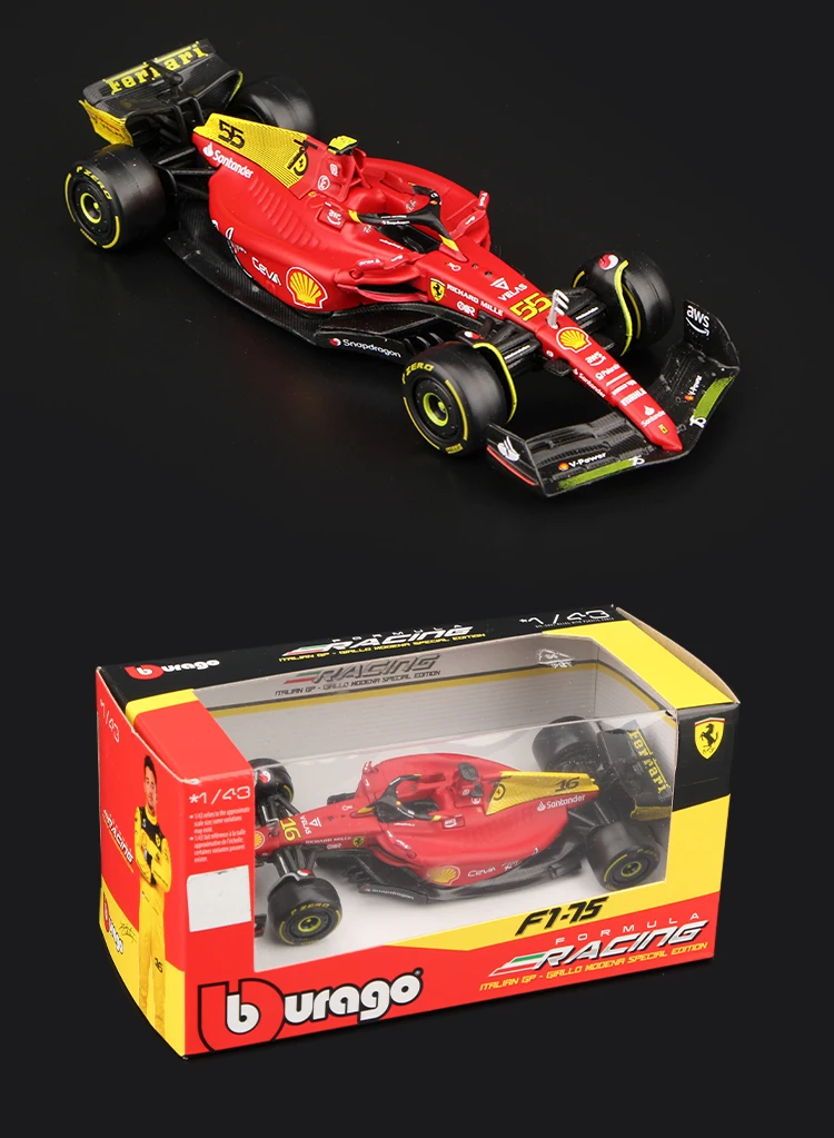 Bburago 1:43 75th Anniversary #16 #55 Leclerc Sainz 2022 F1 Scuderia ...