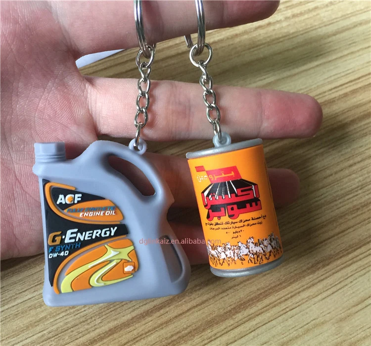 Custom Logo Simulation 3D Engine Oil Bottle Key Chain Can Shape Key ...