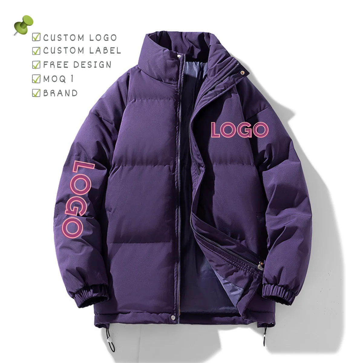 Custom Solid color Soft Waterproof Outdoor Plus Size Bubble Men's Down ...