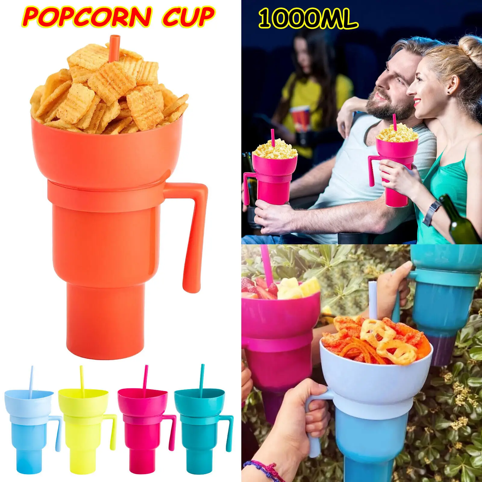 Usa Hot Sale Stadium Tumbler Popcorn 2 In1 Snack Drink Cup Reusable ...