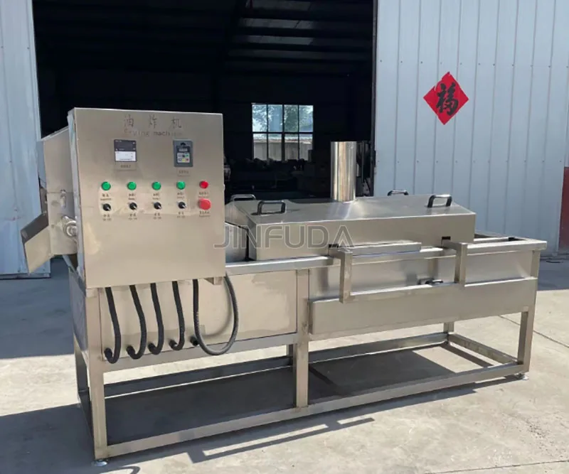 Small Continuous Fryer Hamburger Cake Chicken Meat Ball Frying Machine ...