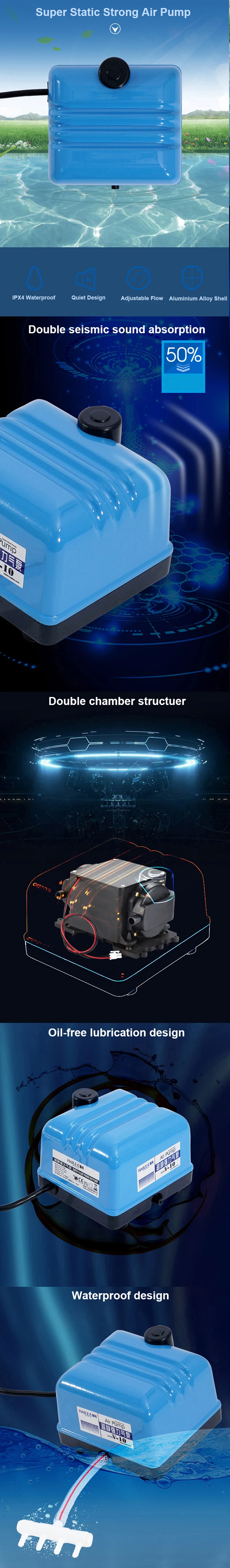 Hailea V10/V20/V30/V60 Quiet Aquarium Oxygenation Pump Fish Tank Oxygen ...