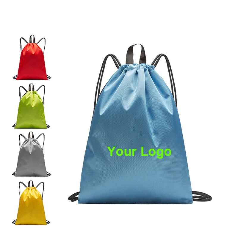 Custom Logo Drawstring Backpack 210D Polyester Draw string Sports ...