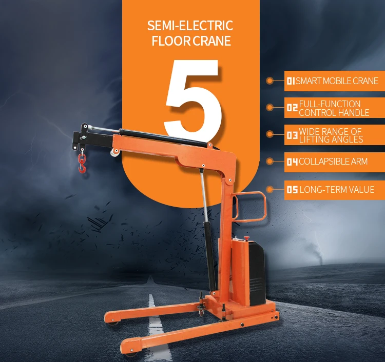 Semi Electric Floor Crane Portable Electric Powered Hydraulic Telescopic Arm Floor Crane ...