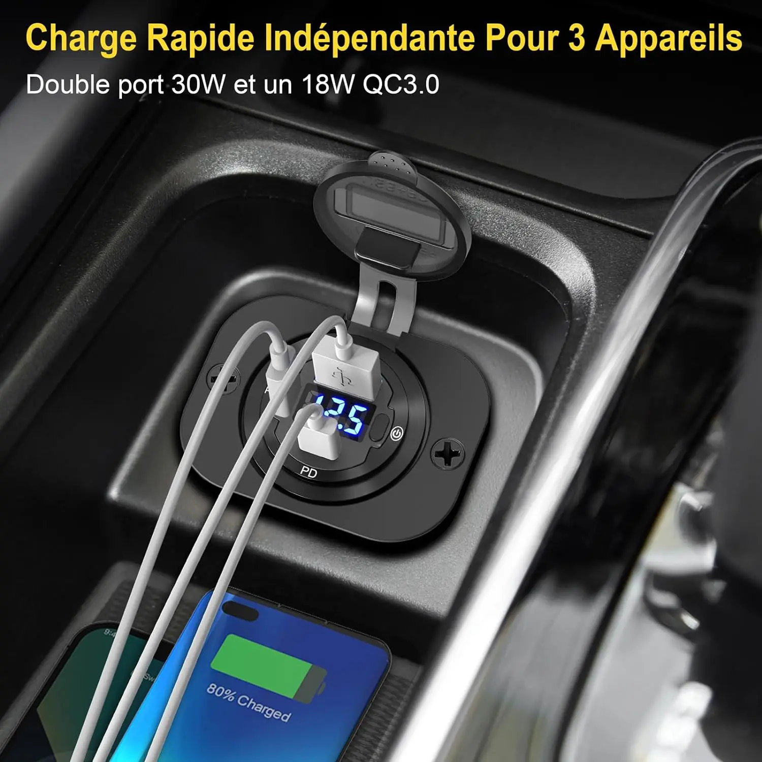 78w 12v Usb Outlet Qidoe Usb Charger Socket Dual Pd 30w & 18w Quick ...