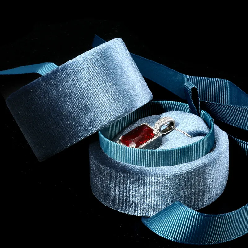 Luxury Ribbon Bow Velvet Round Jewelry Box Super Soft Super Smooth Ring ...