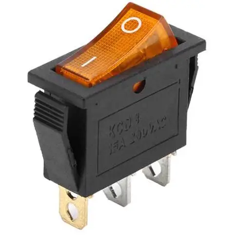 KCD3-101N Series Rocker Switch Black Base with Color Button ON-OFF 3 ...