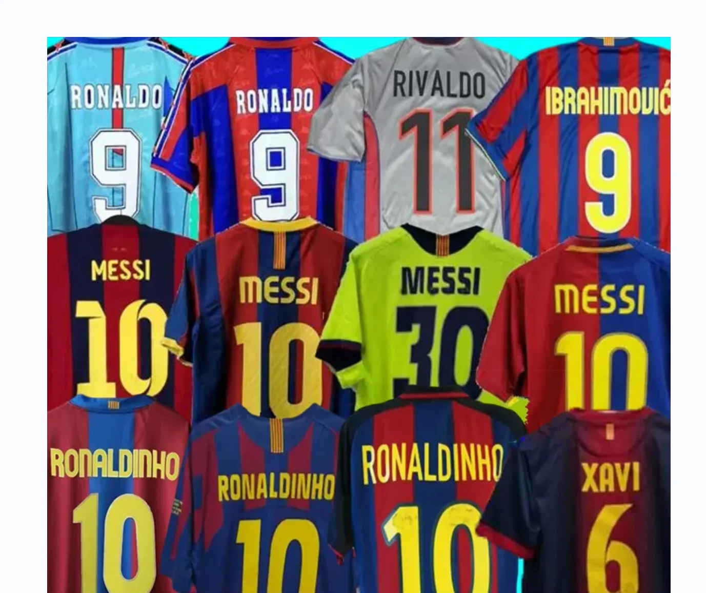 Barcelonaes Retro Soccer Jerseys Messi Xavi Ronaldinho Rivaldo ...