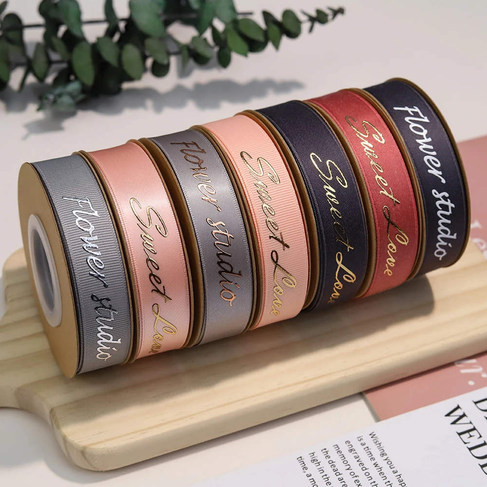 Lude Custom Satin Personalised Ribbon Brand Name Embossed Gold Logo ...