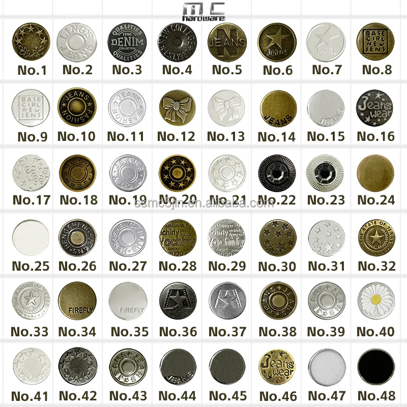 Durable Metal Screw Back Buttons for Jeans & Garments