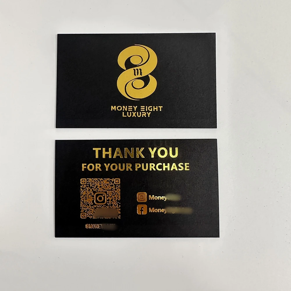 Advanced Custom Gold Foil Business Cards Luxury Black Paper Name Card ...