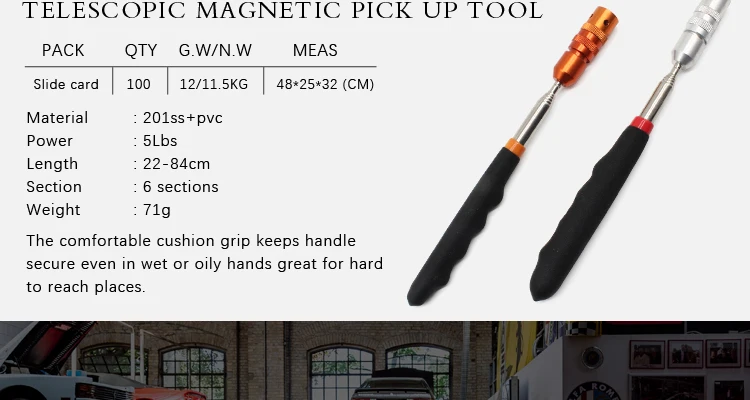 Mini Led Pick Up Tool Retractable Magnetic Picker With Led Light For ...