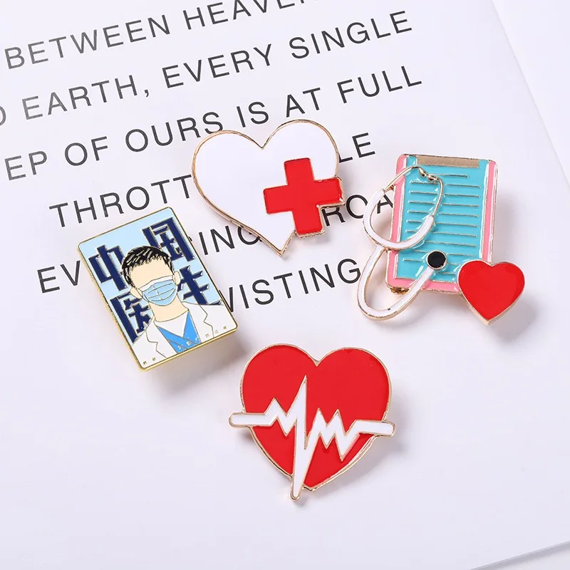 Medical Related Pins Custom Electrocardiogram Heartbeat Stethoscope ...