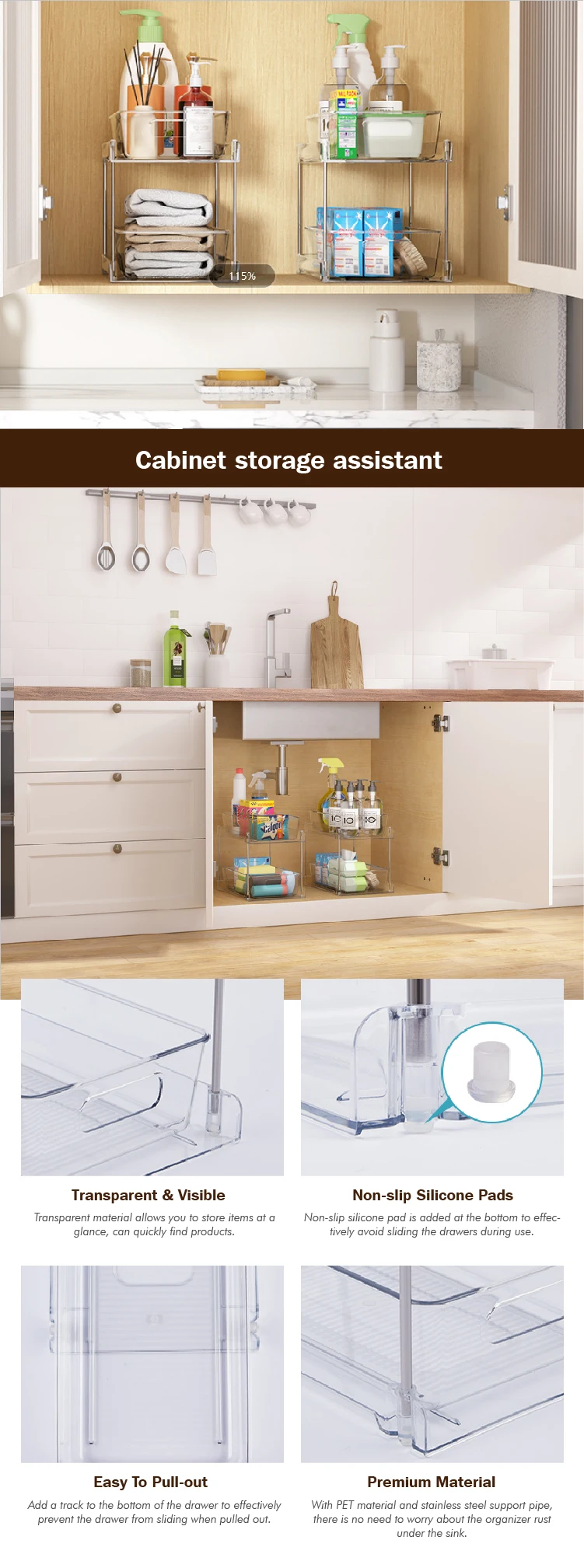 Optimize Your Bathroom Storage with 2 Tier Pull-Out Organizers