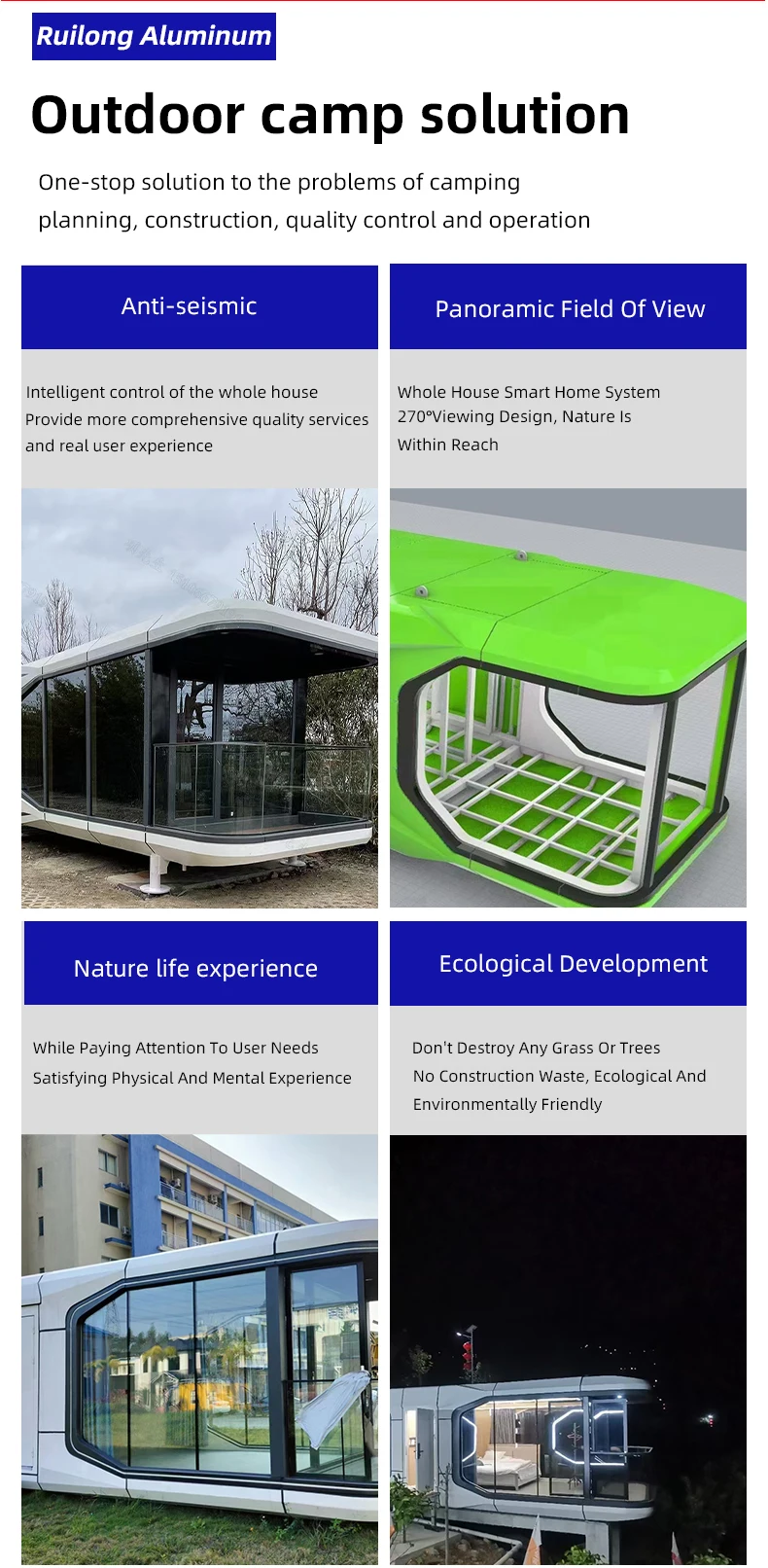 Luxury Camping Space Capsule Prefab Cabin Glass Moving House Modern ...